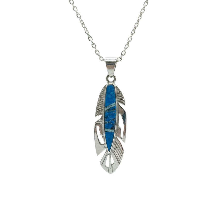 Turquoise Inlay Feather Pendant – Lace & Accessories, LLC.